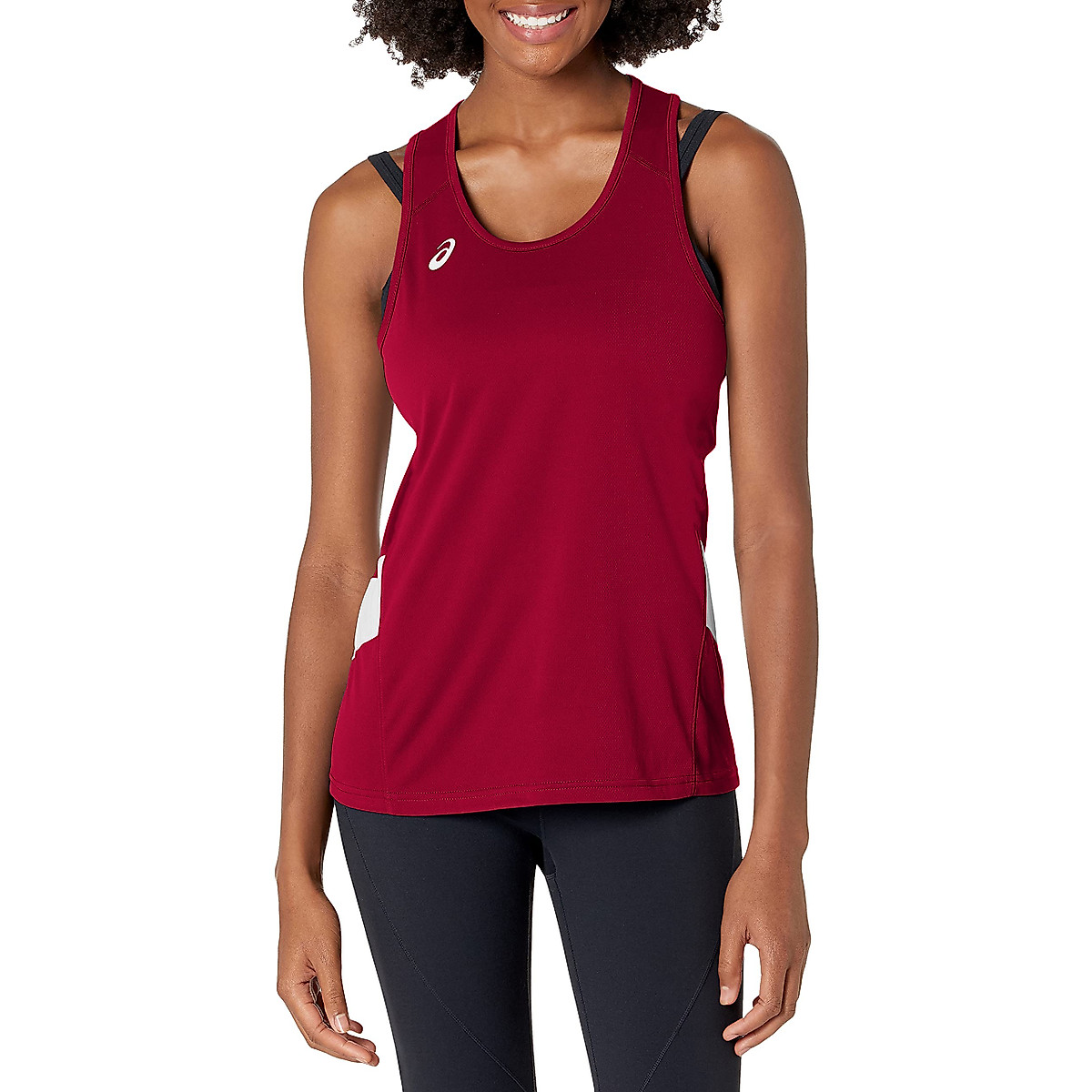 ASICS Women's Women's Team Sweep Singlet, Cardinal/White, Medium