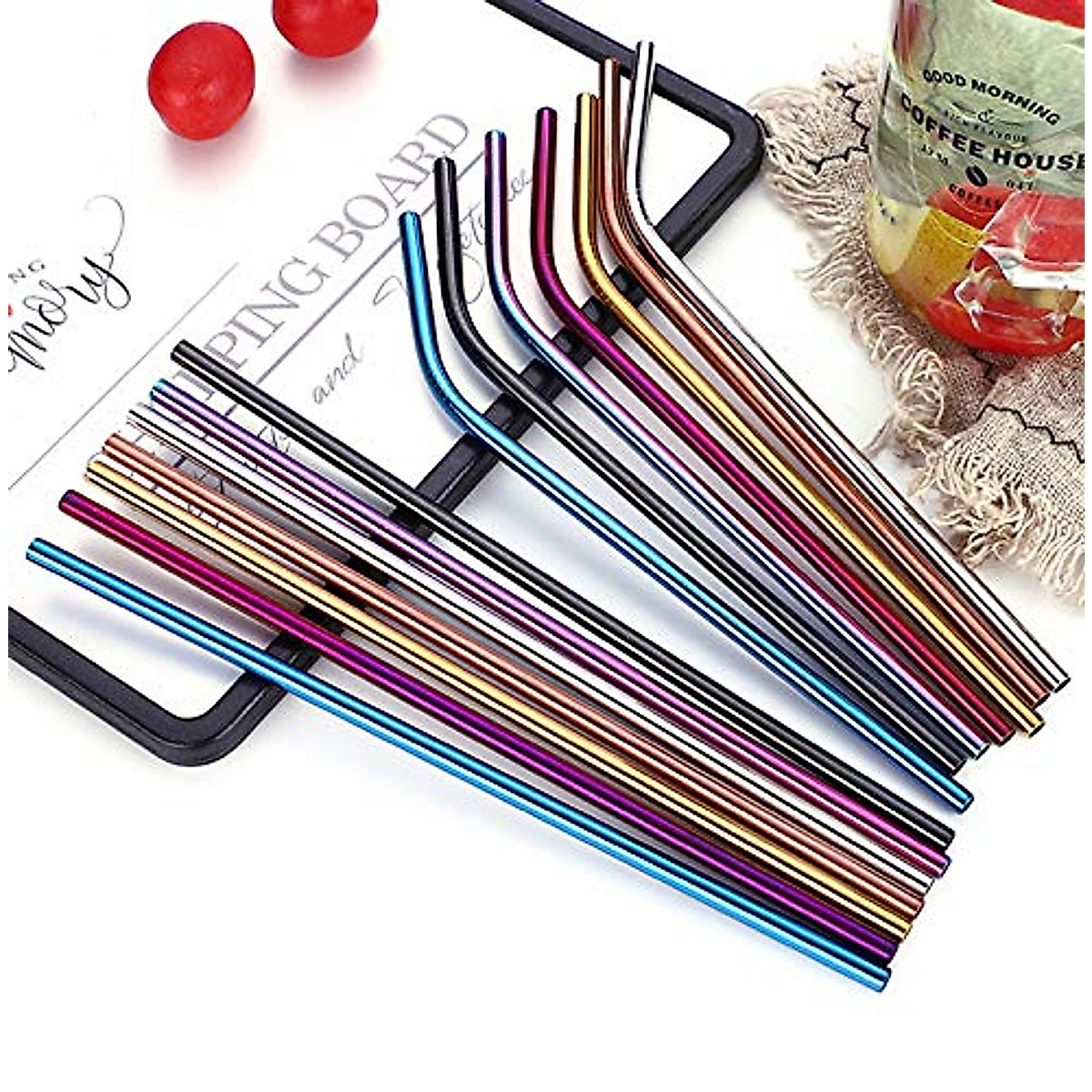 Reusable Metal Straws 50Pack.Ultra Long 10.5”Stainless Steel Drinking Straws in Bulk For Wholesale.265x6mm Straight Curved Straws for 20/30oz Tumblers Yeti (50pcs all straight Rainbow-10.5")