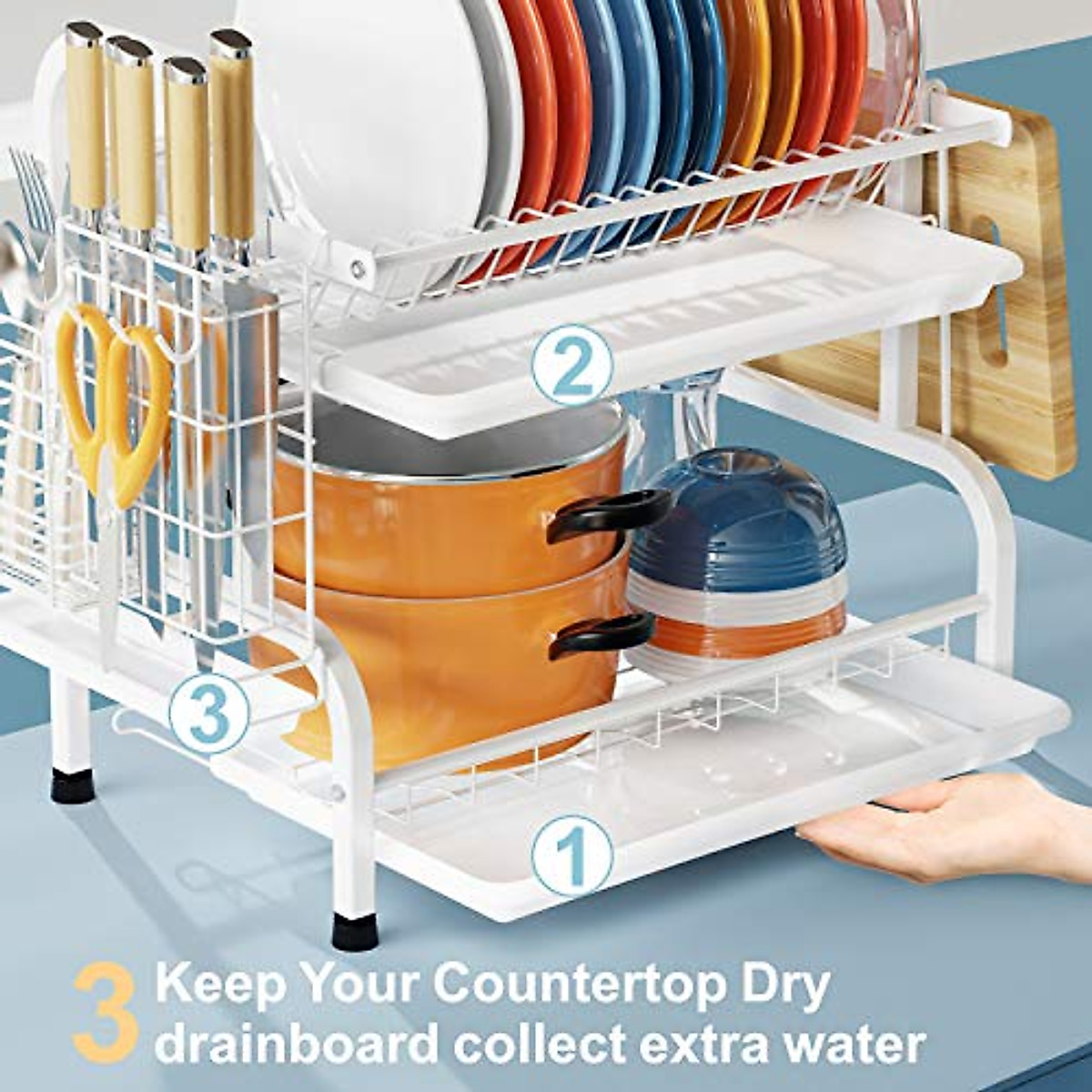 iSPECLE Dish Drying Rack and Sink Caddy, Stainless Steel Dish Rack and 3-in-1 Kitchen Sponge Holder, Bundle Sales, 2 Packs