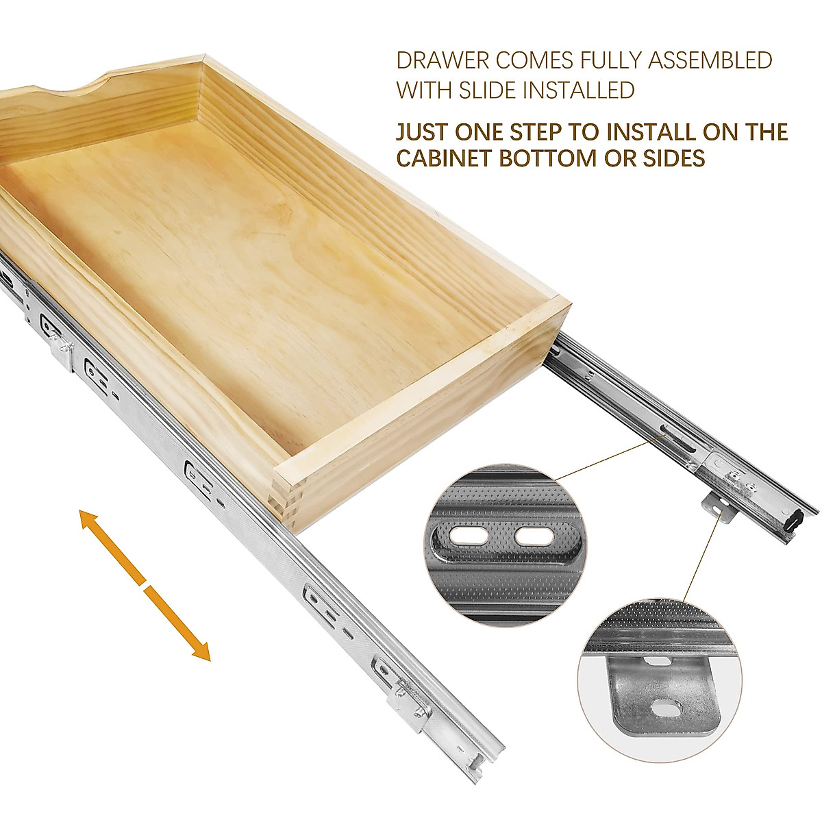 Pull Out Cabinet Organizer Pull Out Drawers for Kitchen Cabinets Wood Cabinet Slide Out Shelves Storage Slide Out Shelf Pantry Drawers, 14”W x 21”D, Requires At Least 15.5” Cabinet Opening, Finished