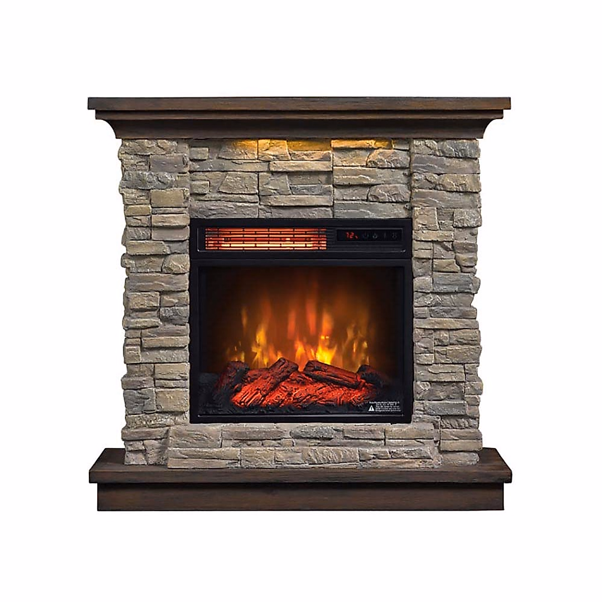duraflame® Wall Mantel Electric Fireplace with Remote Control, Smoky Gray Stone