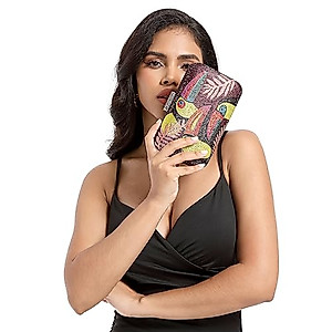 Boutique De FGG Toucan Bird Purple Crystal Clutch Purses for Women Evening Handbags Party Rhinestone Clutch Bag, Small