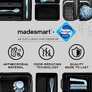 madesmart Antimicrobial Classic Large Deep Bin, Soft Grip, Non Slip Storage Organizer, Multi-Purpose Home Organization, EPA Certified, White, Pack of 6