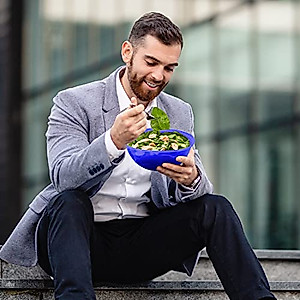 EasyLunchboxes® - Salad To-Go Containers - Reusable Bowl with Built-In, Leak-Proof Dressing Cup for Salad, Pasta, Cereal, Rice & More - Great for Work, Travel, & Meal Prep, Set of 4 (Jewel Brights)