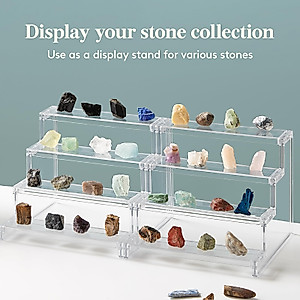 Lifewit 4 Tier Clear Display Risers Stand, Plastic Organizers for Figures, Cupcake, Perfume, Dessert, Desktop Display Stand for Organize and Decoration