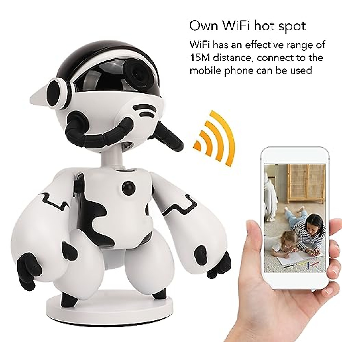 Robot Cameras for Home Security, 1080P Pan Tilt Camera with Phone App, Night Vision, Motion Detection, Auto Tracking, 24 Hour Security Guard, Large Capacity Battery, Powerful Lens