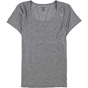 Reebok Womens Fitted Marled Basic T-Shirt, Grey, Medium