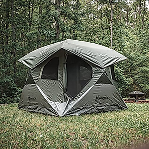 Gazelle Tents™ T4 Hub Tent, Easy 90 Second Set-Up, Waterproof, UV Resistant, Removable Floor, Ample Storage Options, 4-Person, Alpine Green, 78" x 94" x 94", GT400GR