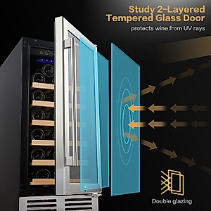 BODEGA Wine Fridge 15 Inch, Wine cooler for Built-In or Freestanding,31 bottles Wine Refrigerator,small Wine Cooler For Home Bedroom Bar, Mini fridge Under Counter With Glass Door, WiFi control.