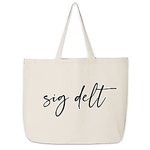 sockprints Sigma Delta Tau Tote Bag - Tote Bags for Sorority - Large Canvas Tote Bag - Sorority Gifts