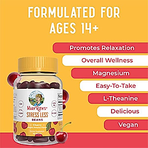 MaryRuth's Stress Relief Vita-Beans for Adults | Made with Magnesium Citrate & L-Theanine | Natural Calm, Relaxation, Stress and Mood Support Supplement for ages 14+ | Vegan | Non-GMO | 60 Count