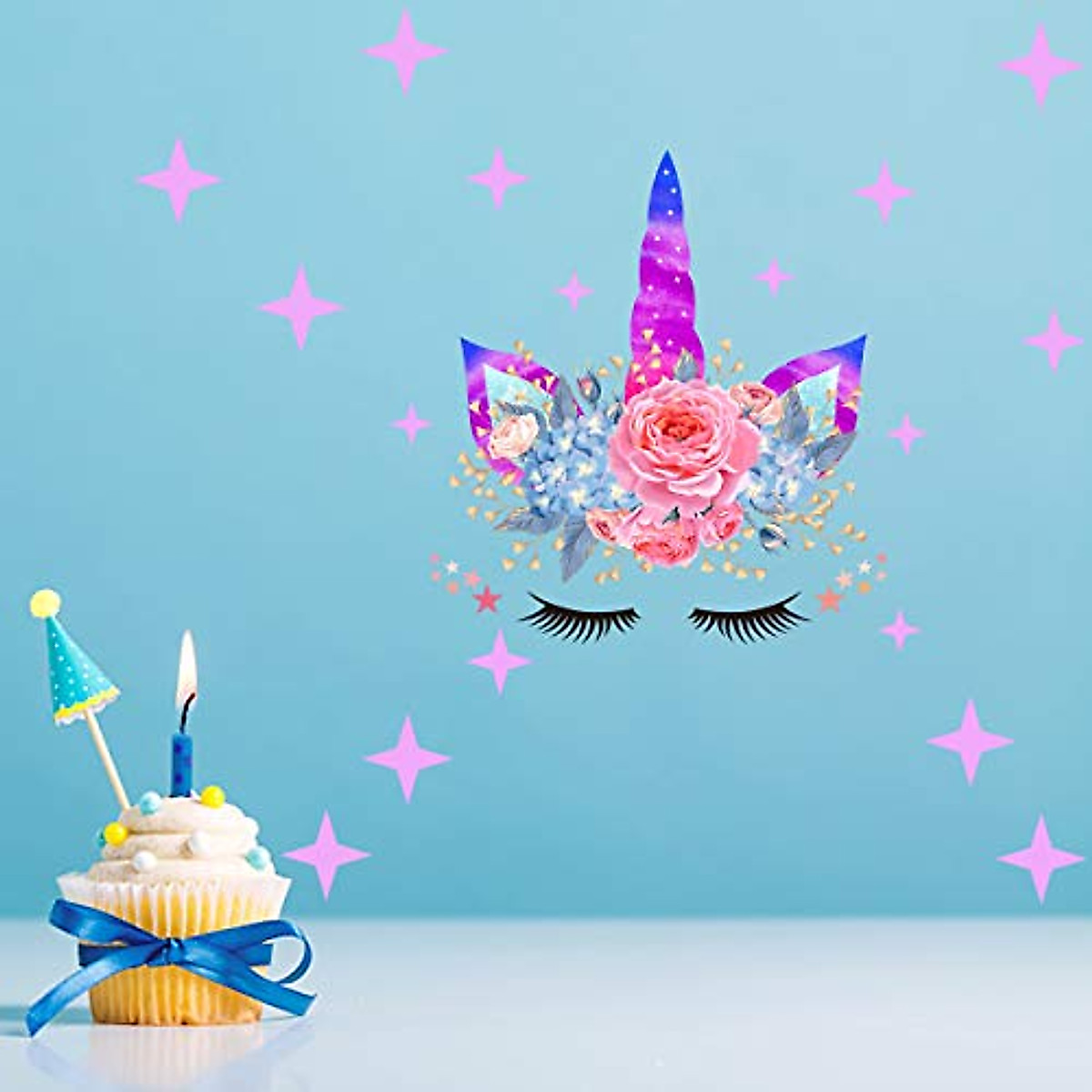 Mozamy Creative Unicorn Wall Decals Girls Wall Decals Nursery Wall Decor Girls Bedroom Decals Peel and Stick Wall Decals