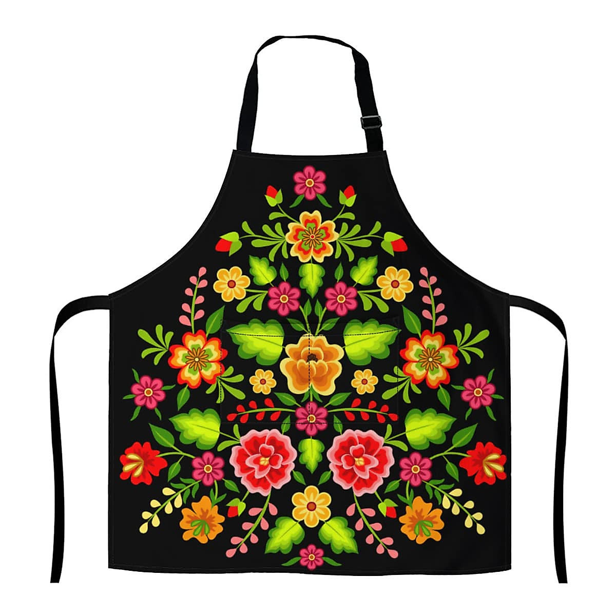 WeiaMaoYi Chef Apron Mexican Floral Aprons Kitchen Chef Waterproof Adjustable Mexican Apron For Bbq With Pockets For Men Women 29x27 ''