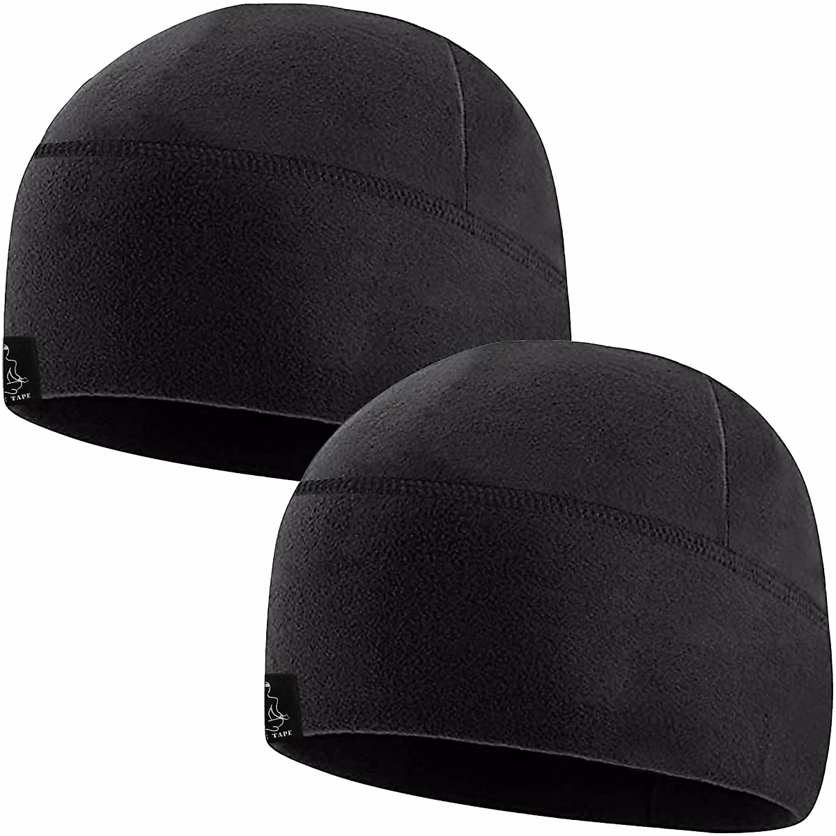 Temple Tape Tactical Fleece Watch Cap Beanie – Skull Cap Fleece Hat - 2 Pack Black/Black - One Size (Fits Most Heads)