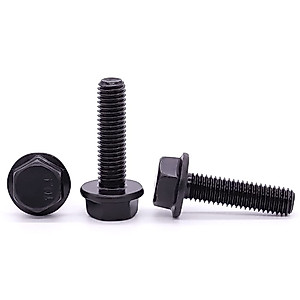 M10-1.5 x 20mm Flanged Hex Bolts Screws, 10.9 Grade Alloy Steel Hexagon Flange Bolts for Machinery Automotive, Black Oxide Finish, Full Thread, 10 PCS