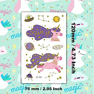 Ooopsiun Glitter Temporary Tattoos for Girls, 9 Sheets Gold Birthday Party Supplies Decorations for Kids, Fake Tattoos Stickers
