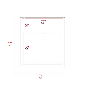 Omaha Nightstand, Single Door Cabinet, Metal Handle, 1 Shelf, Superior Top, Black