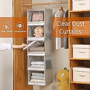 Vailando Hanging Closet Organizer for Closet Organizers and Storage, Hanging Shelves with Side Pockets for Wardrobe, Nursery, Baby Clothes Organization