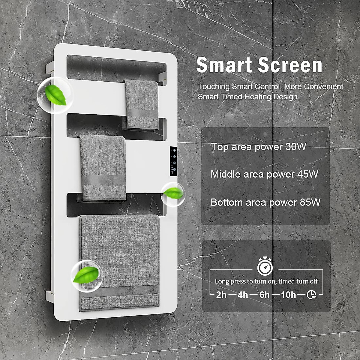 Evokor Towel Warmer with Timer for Bathroom, Heated Towel Rack Wall Mounted, Electric Towel Warmers, Bath Towel Heater, Bath Towel Dryer, Hardwired or Plug-in - 35.4 x18 inch