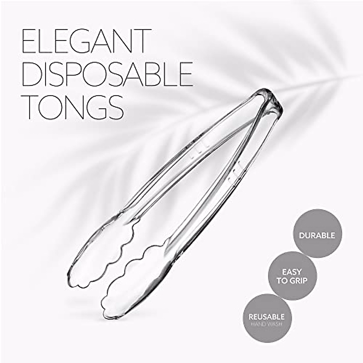 [Clear Tongs 9'' Inches] Plasticpro 9'' Serving Tongs Heavy Duty Reusable Kitchen and BBQ Clear Serving Tong for party's, Caterings, Events, Buffet, Weddings, And every Day use Pack of 12