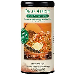 The Republic of Tea — Decaf Apricot Black Tea Tin, 50 Tea Bags, Environmentally-Friendly Decaffeinated Tea