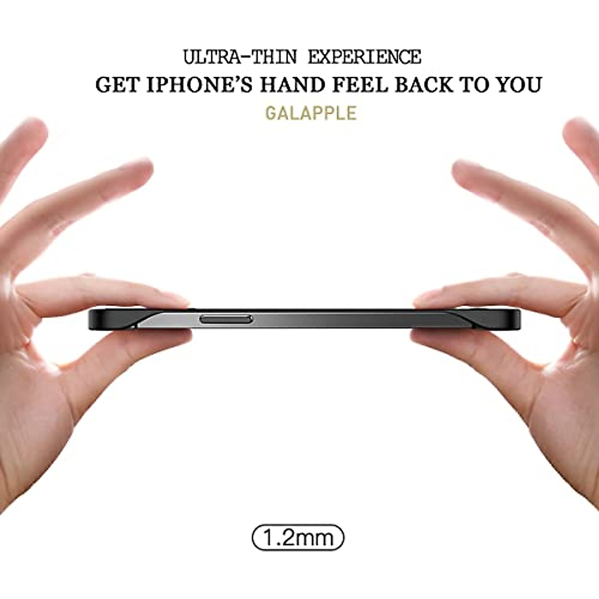 GALAPPLE Ultra-Thin Frameless Magnetic Case for iPhone 14 ProMax, Black Matte Minimalist Case with Shockproof Corner& Finger Loop String, Compatible with Magsafe Charger&Accessories(6.7"- 3 Camera)
