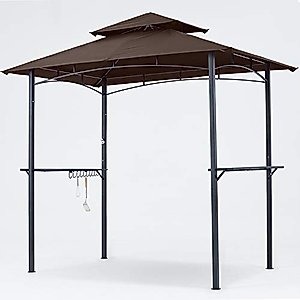 MASTERCANOPY  8 x 5 Grill Gazebo Outdoor BBQ Gazebo Canopy with 2 LED Lights (Brown)
