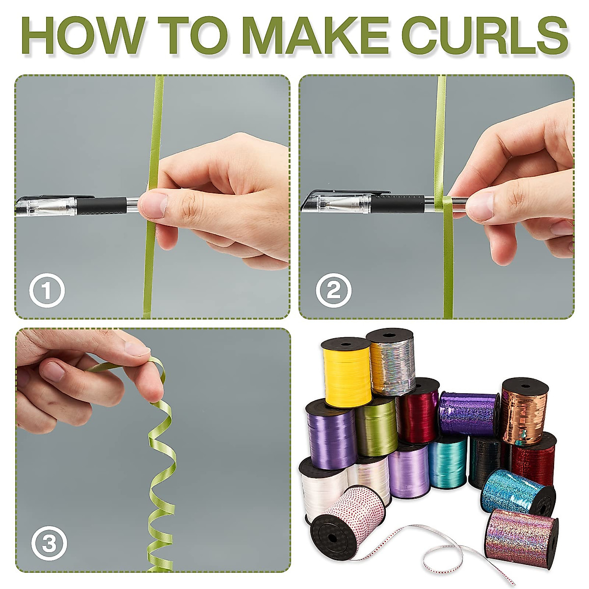 PartyWoo Green Ribbon - 500 Yard Curling Ribbon for Crafts, Balloon String, Gift Wrapping, Florist Flowers (1 Roll)