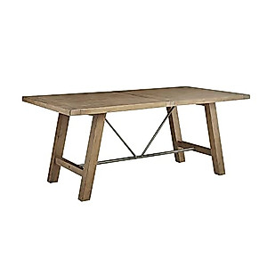 INK+IVY Sonoma Solid Wood Dining Table, Rectangular with Rustic Metal Truss Accent,Trestle Legs, Easy Assembly, Industrial Country, for Kitchen, Entryway, Family, or Bedroom, Reclaimed Grey