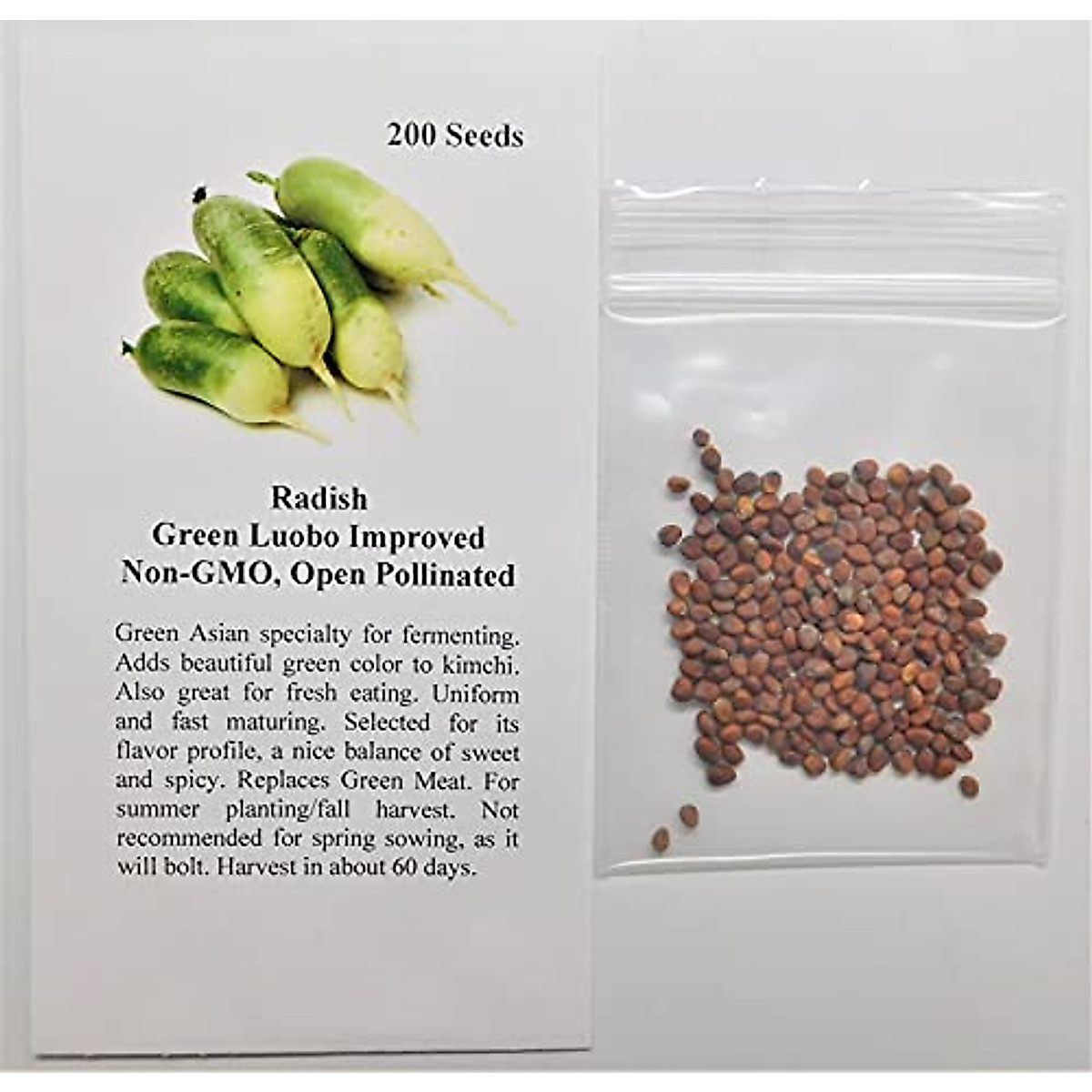 David's Garden Seeds Radish Green Luobo Improved 5453 (Green) 200 Non-GMO, Heirloom Seeds