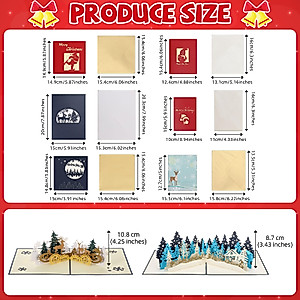 Crtiin 32 Sets Pop up Christmas Cards, 3D Merry Christmas Cards Handmade Bulk, Blank Greeting Holiday Cards with Envelope Xmas Tree, Snowman for Birthday Xmas New Year Appreciation Winter Holiday