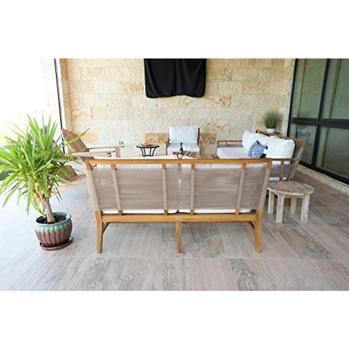 Alveare Home Amalfi Teak 57 Sofa Love Seats, Natural