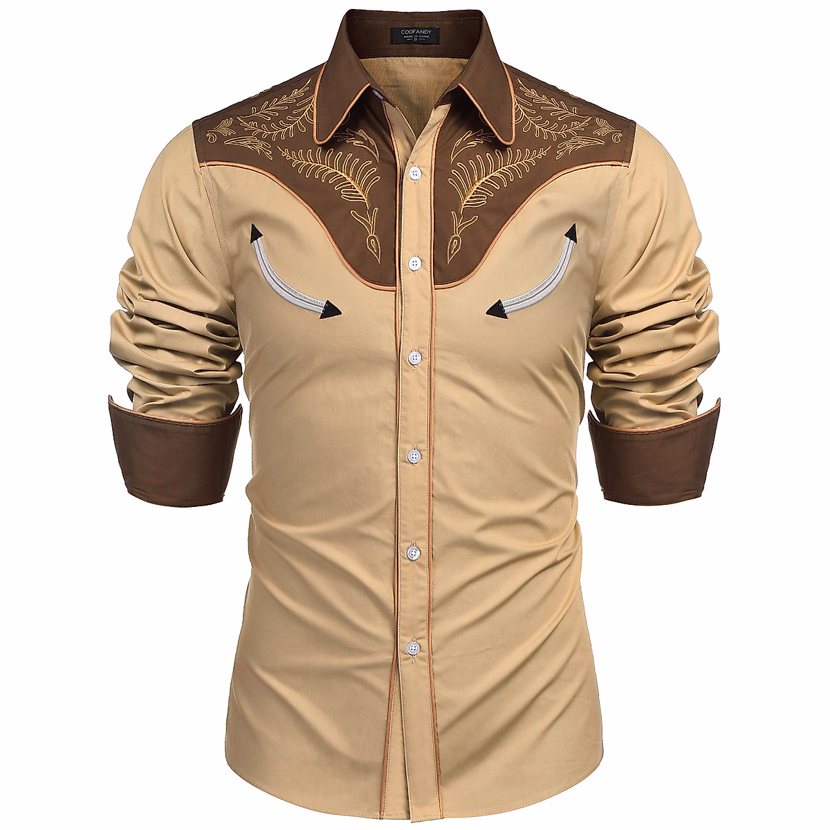 COOFANDY Mens Embroidered Cotton Floral Shirts Fashion Long Sleeve Casual Shirt