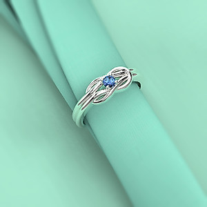 ROWAWA Infinity Ring Women's Birthstone Ring Love Knot Promise Jewelry Her Best Friend Mother's Day Gift Belt Birthstone Personalized Carving Custom Name Sterling Silver