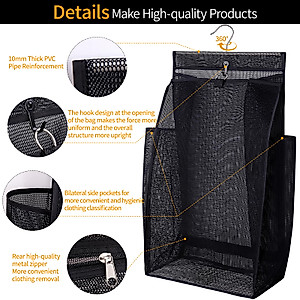 Hanging Collapsible Breathable Mesh Laundry Hamper,Fast Drying Portable Space Saving Storage Bag,Rv Laundry Hamper,Applied to College Dorm Rooms, Gym, Swimming and RV Travel (Black)