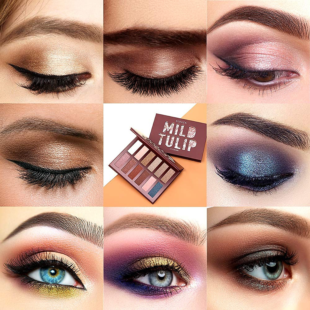 LUXAZA Neutral Nudes Makeup Eyeshadow Palette Brown Metallic, Warm Natural Bronze Copper Pearl Shimmer Satin Eye Shadow, Highly Pigmented Makeup Palette…