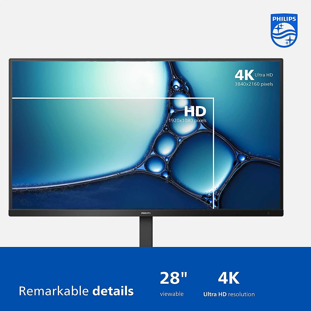 Philips 288E2E 28" Frameless Monitor, 4K UHD 3840x2160 IPS, 120% sRGB, FreeSync, Speakers, Height Adjustable, VESA (Renewed)