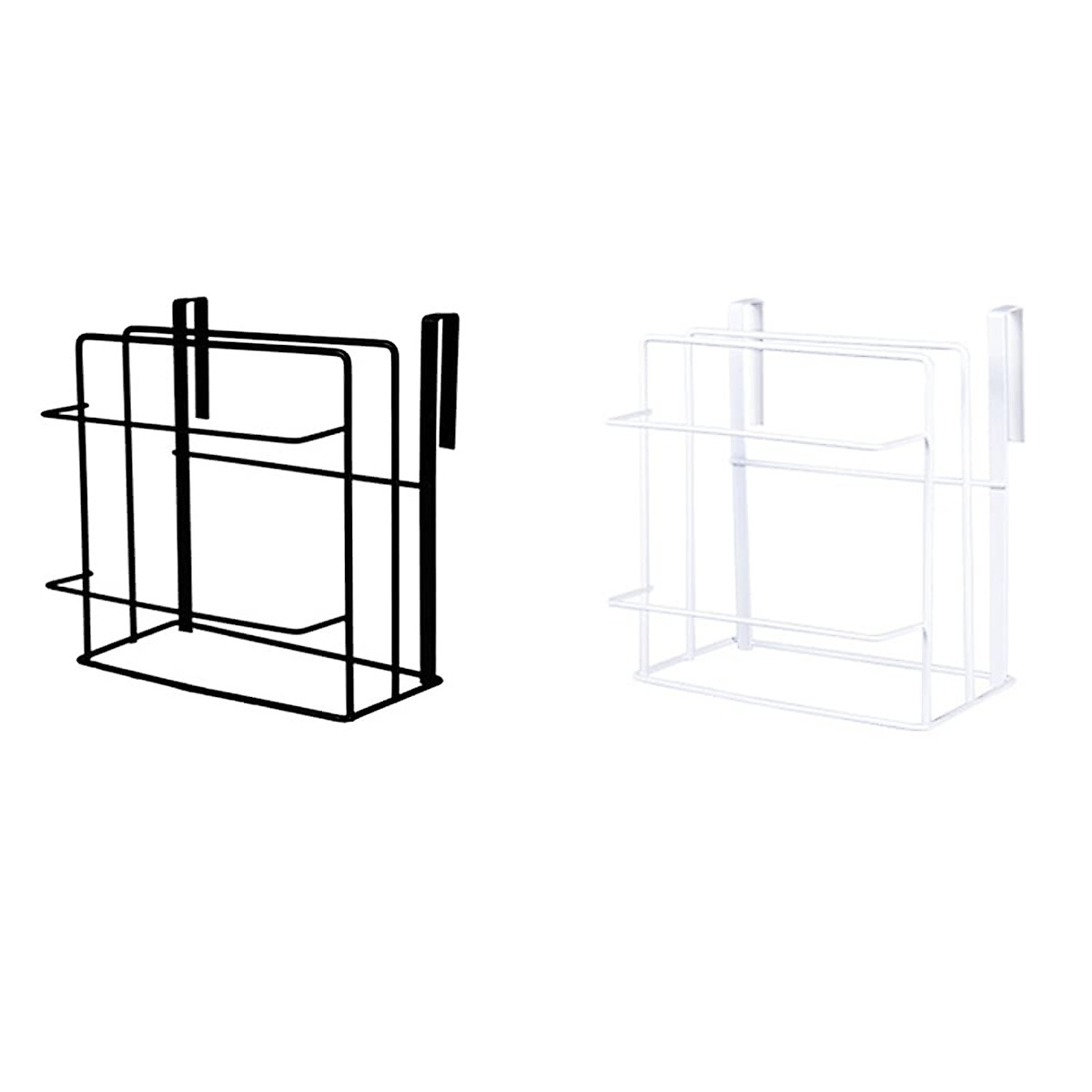 VOSAREA Kitchen Cutting Board Rack Punch Free Double Deck Chopping Board Organizer Towel Holder with Drip Tray Iron Baking Pan Dishcloth Rack White