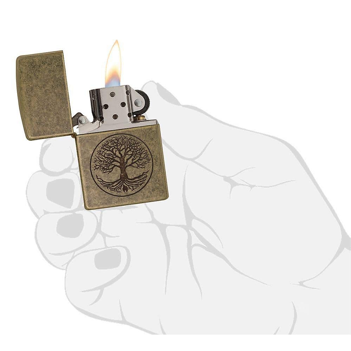 Zippo "Tree of Life Pocket Lighter, Antique Brass, One Size (29149)