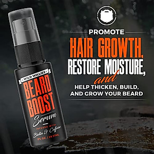 Beard Growth Serum with Biotin & Caffeine by Wild Willies - Natural Beard Care for Thicker, Fuller Healthier Beard - Mens Facial Hair Treatment for Grooming - Increases Thickness and Volume
