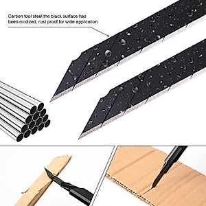 FOSHIO Retractable Utility Knife with 30 Degree Snap Off Blade 9MM, Box Cutter for Carton, Cardboard and Box, Office, Home Use, 3 Pack Black Aluminum Handle Knife ​with Extra 30 Replacement Blades