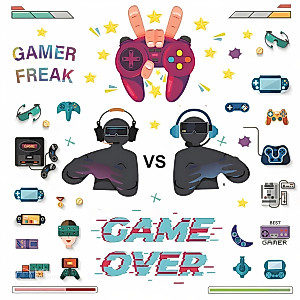 DEKOSH Gaming Room Decor Full Set for Boys | Gamer Wall Art Bundle with 35 Gaming Decorative Stickers for Boys Bedroom Decor