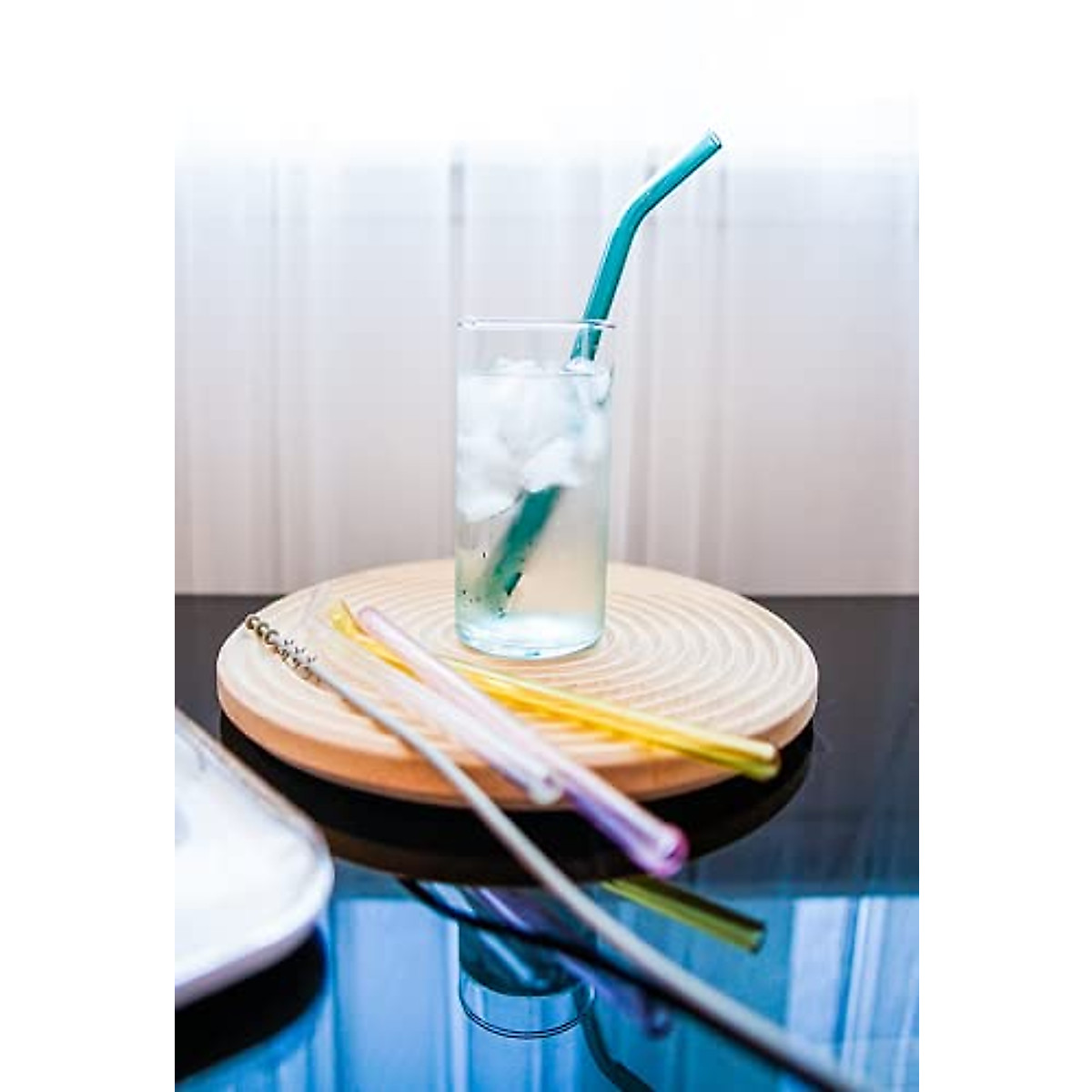 SOMA Glass Straw Set with Case and Cleaning Tool, Set of 4, Multicolor