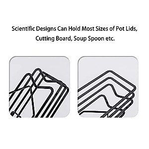 Cutting Board Rack Holder Chopping Board Organizer Stand Kitchen Pot Pan Lids Rack Organizer Flat Steel 4.92”x5.72”x8.46” (Black)