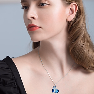 TOUPOP Gifts for Mom Mother and Daughter Son Necklace Sterling Silver Family Tree of Life Pendant Necklace Heart Crystal Birthday Mothers Day Jewelry Gifts for Women Wife Grandma