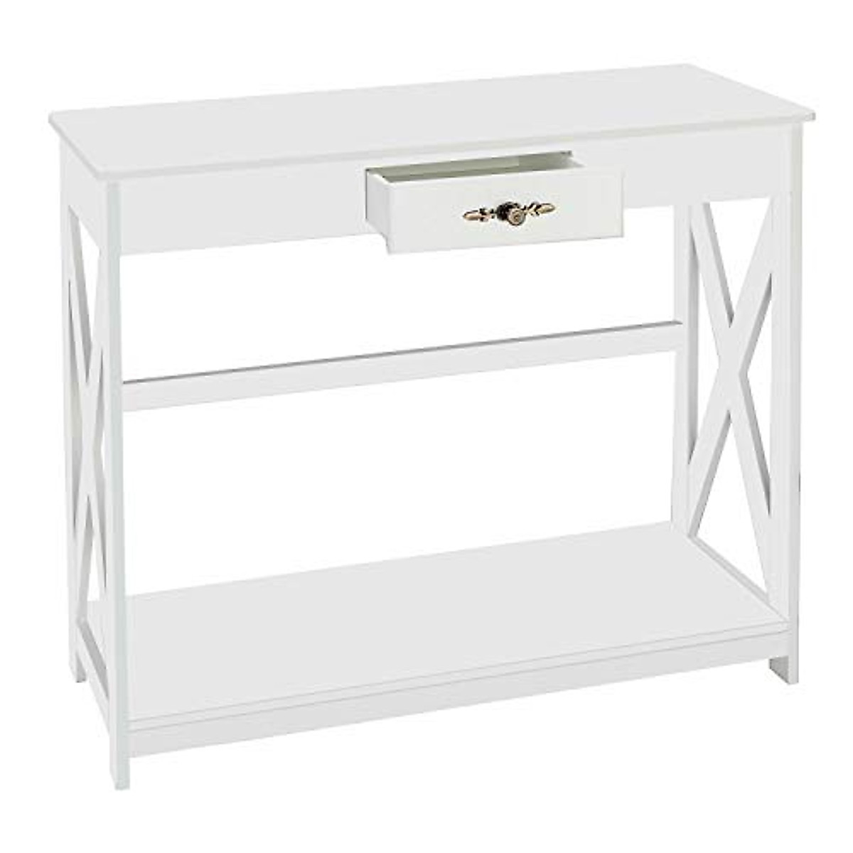 Bonnlo White Entryway Table with Drawer and Shelf, Slim Console Tables with Storage, Farmhouse Sofa Tables for Living Room, Hallways, Foyer, 39.4”W x 11.8”D x 31.7”H