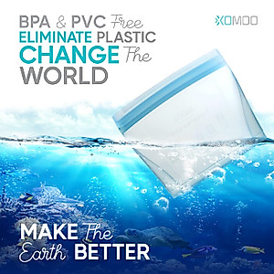 Reusable food container silicone bag, Upgrade second generation 6 Pcs Containers Storage, 100% Silicone Reusable Food Bag, Stand Up Preservation Bag, Rounded interior for easy cleaning.