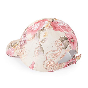 ZLYC Women Fashion Floral Print Baseball Cap Hawaiian Adjustable Snapback Dad Hat (Beige)