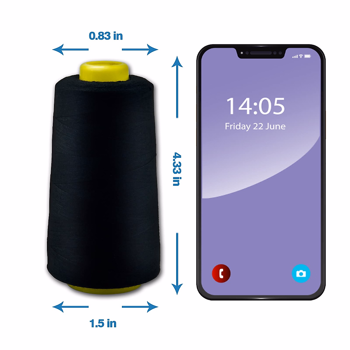 Black Serger Thread, All-Purpose Thread for Sewing, Polyester, 4 Cones of 3000 Yards Each Spool for Sewing Machine