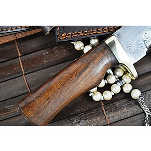 Perkin Price Cut - Custom Handmade Damascus Hunting Knife - Beautiful Bowie Knife